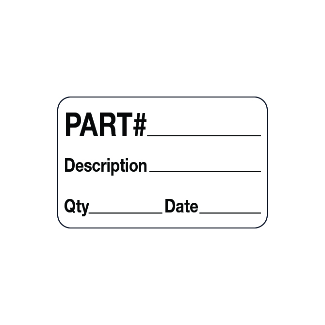 1.25 x 2" - Part Number/Description/Qty/Date Labels, White with Black ...