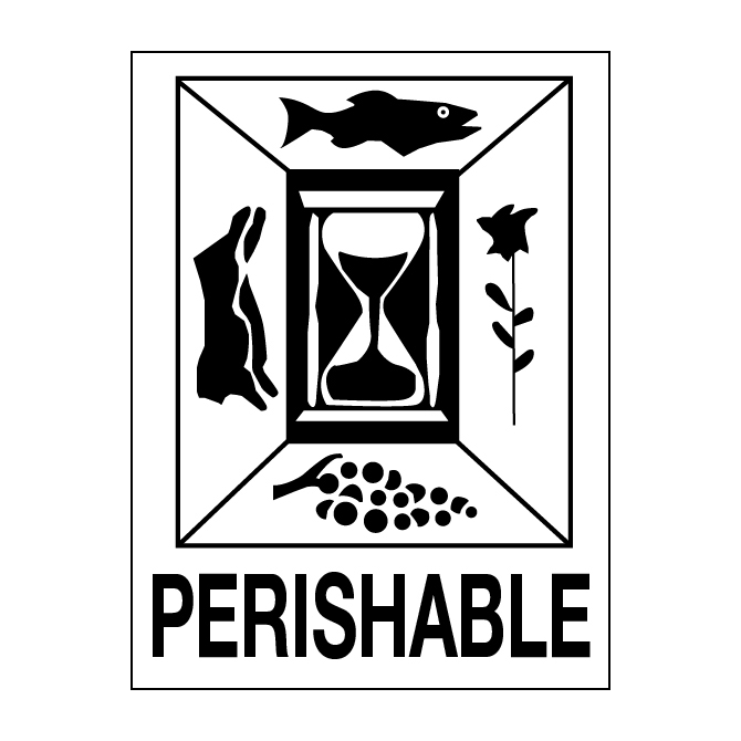 3 x 4" - Perishable Labels, White with Black Print, 500/Roll - BGR