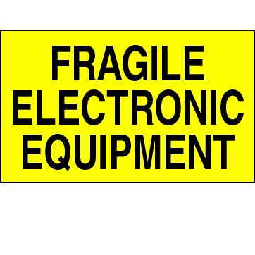 3 x 5" - Fragile Electronic Equipment Labels, Yellow with Black Print ...