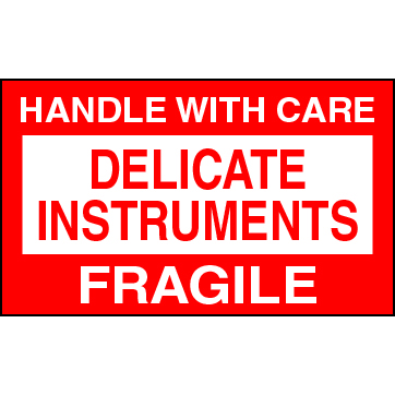 3 x 5" - Fragile Delicate Instruments Labels, Red with White Print, 500 ...
