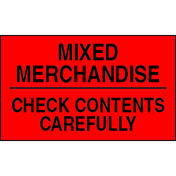 3 x 5" - Mixed Merchandise Check Contents Carefully Labels, Red with ...