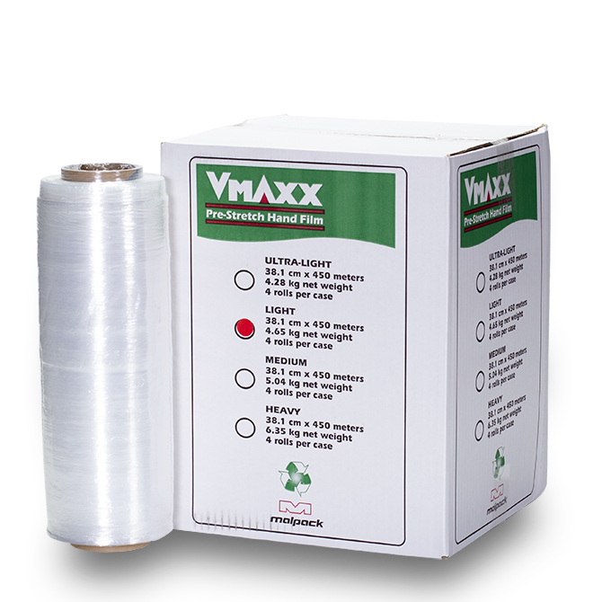 Malpack Vmaxx Heavy Pre-Stretched Hand Film - 15", 1500 ft., 4 Rolls ...